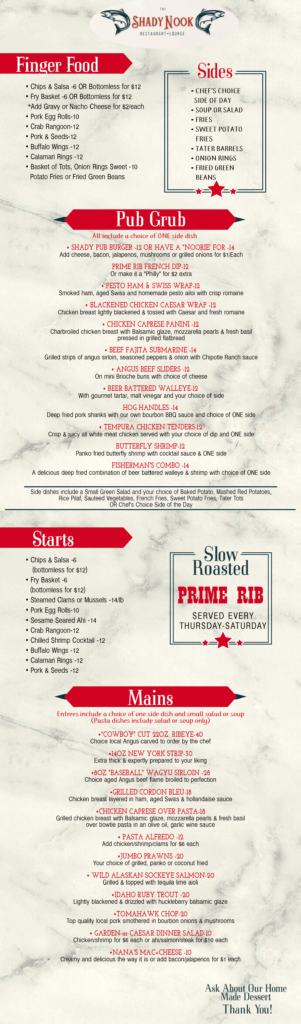 Menu | Shady Nook